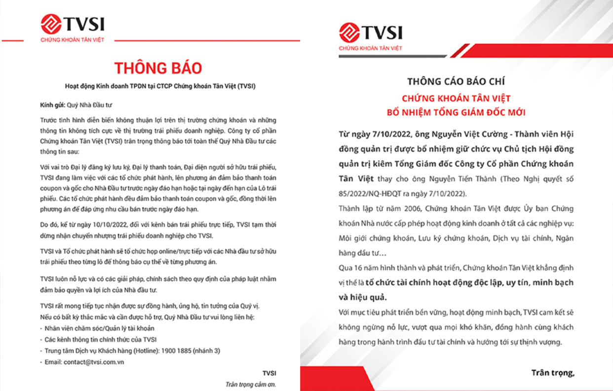 Chứng khoán Tân Việt tạm dừng chuyển nhượng trái phiếu doanh nghiệp