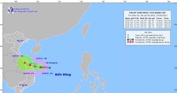 Áp thấp nhiệt đới đang tiến vào đất liền, cách Quảng Ngãi khoảng 210km